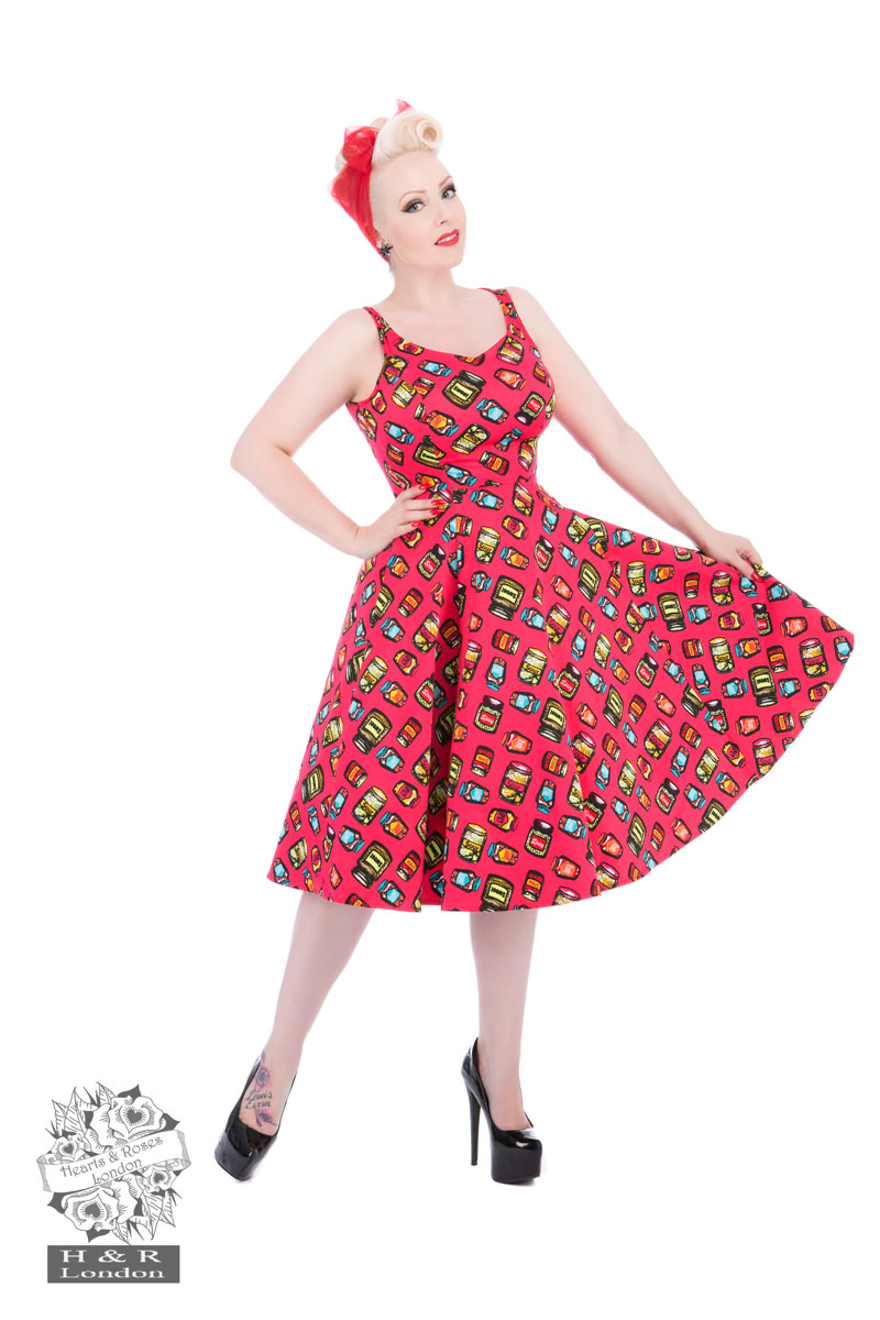 Pink 50s Eliza Spicy Swing Dress - Hearts & Roses London