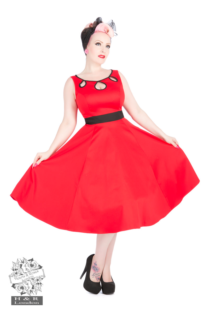 Keyhole Dress in Red - Hearts & Roses London