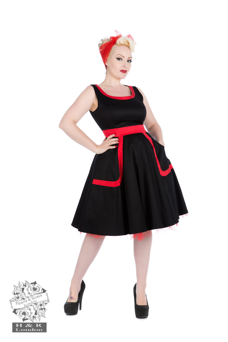 Black Apron Style Dress - Hearts & Roses London