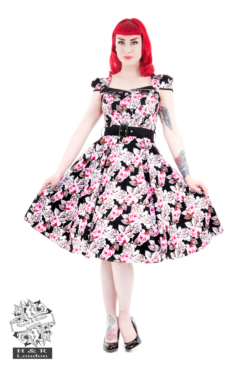 50s Summer Tea Flared Dress - Hearts & Roses London