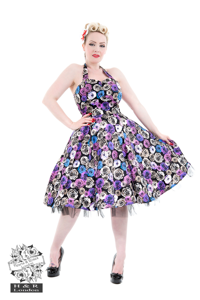 Bleeding Rose Floral Halter-neck Dress - Hearts & Roses London