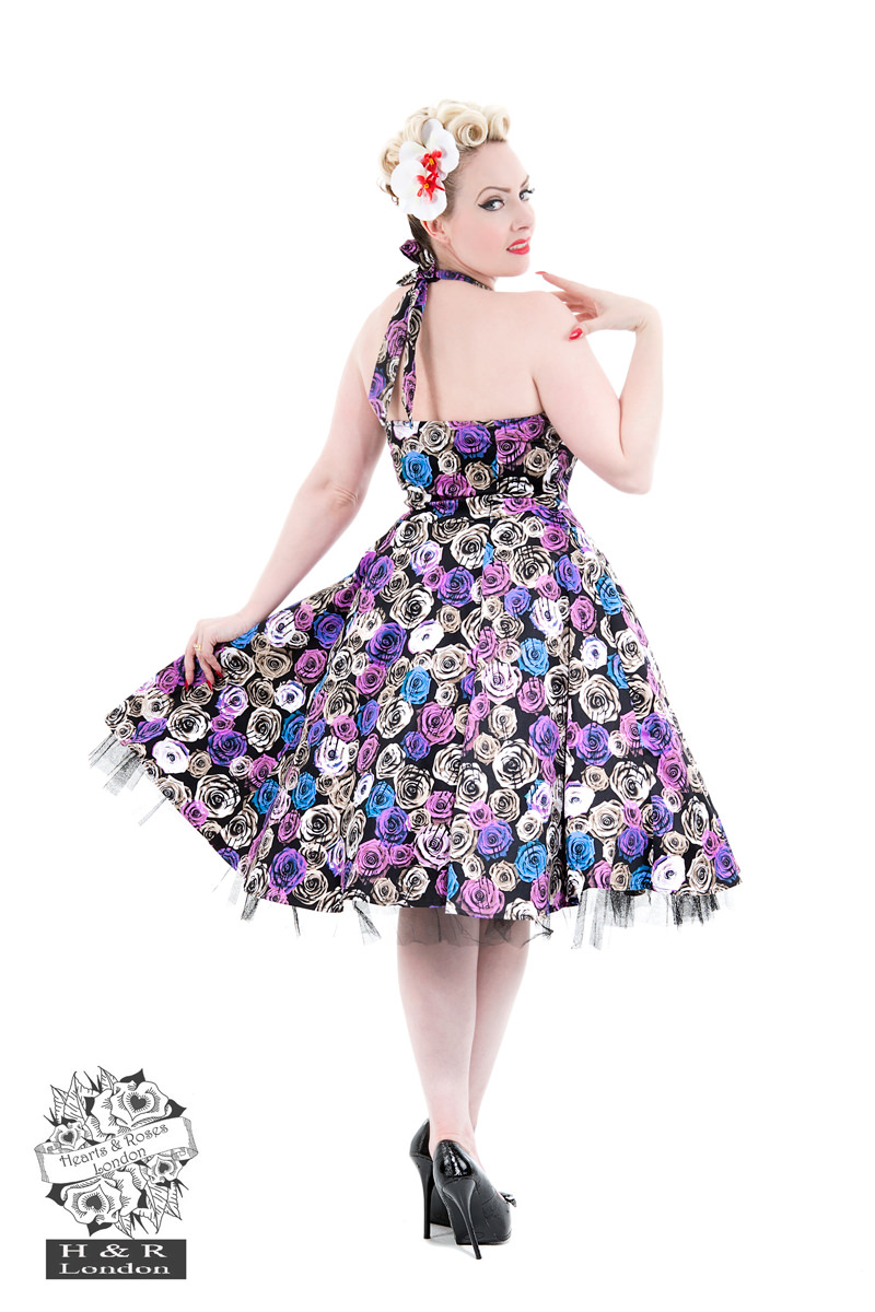 Bleeding Rose Floral Halter-neck Dress - Hearts & Roses London