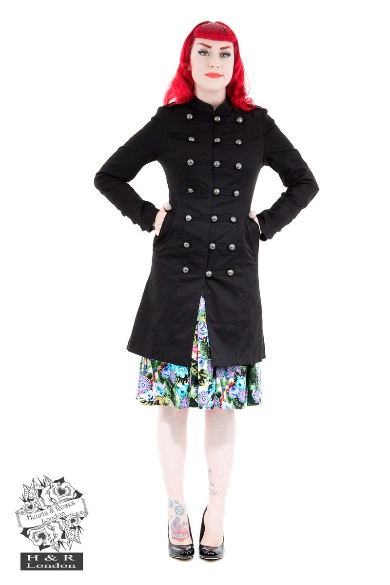 Balmain Military Cotton Coat in Black - Hearts & Roses London