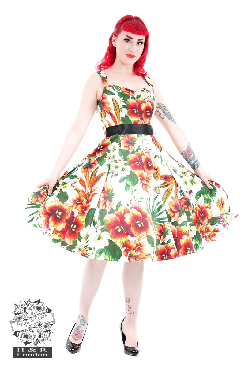 Princess Lily Dress in Orange in white - Hearts & Roses London