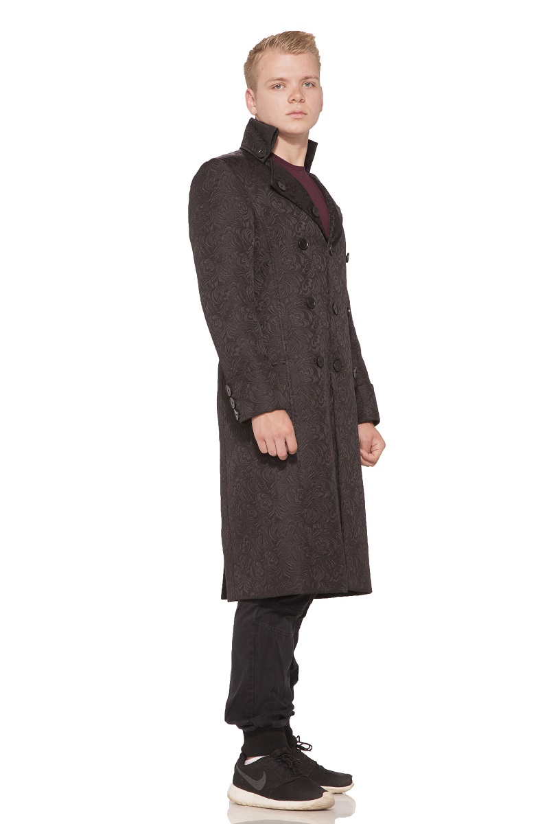 Black Brocade Mens Versailles Coat - Hearts & Roses London