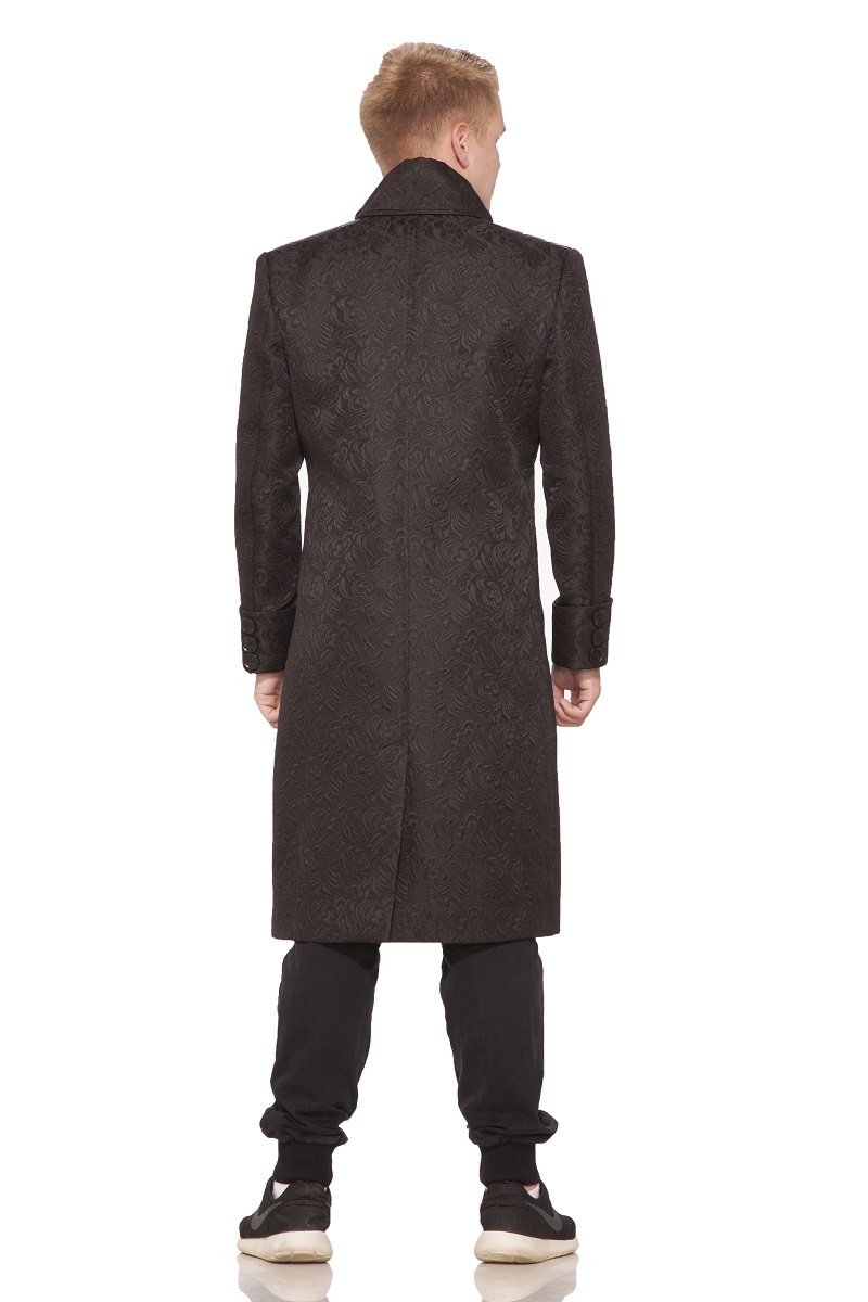 Black Brocade Mens Versailles Coat - Hearts & Roses London