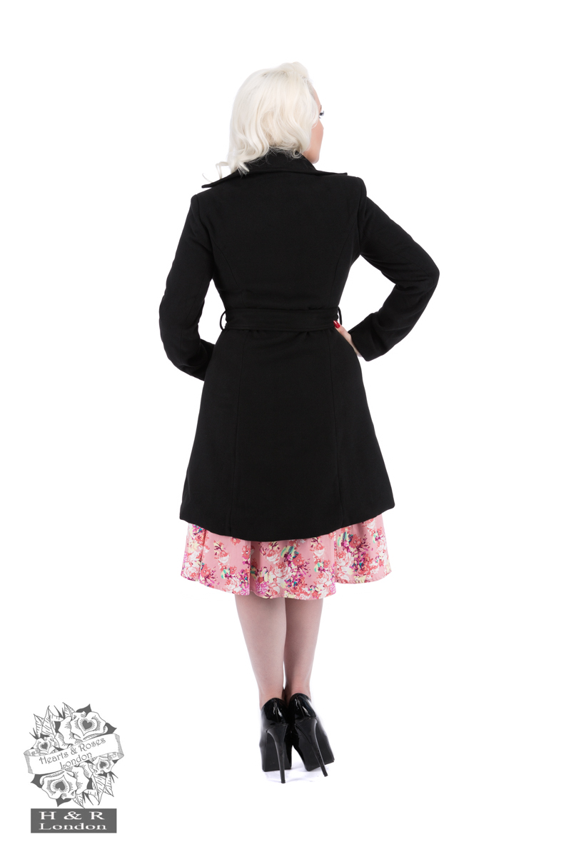 Black Black Flocked Coat - Hearts & Roses London