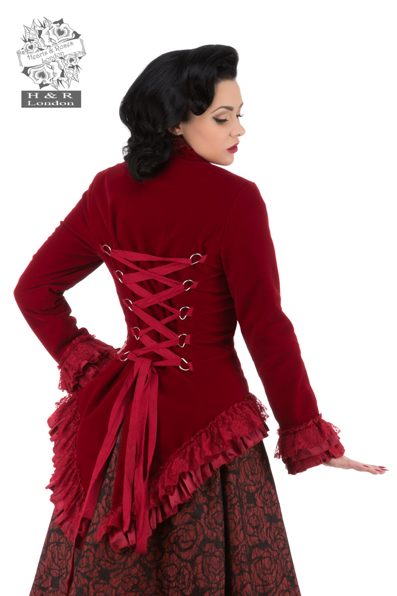 Red Victorian Velvet Jacket - Hearts & Roses London