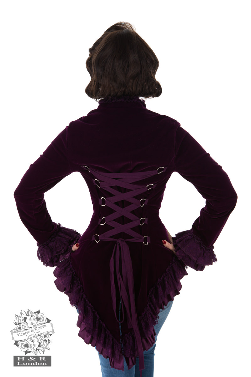 Purple Victorian Velvet Jacket in Purple - Hearts & Roses London