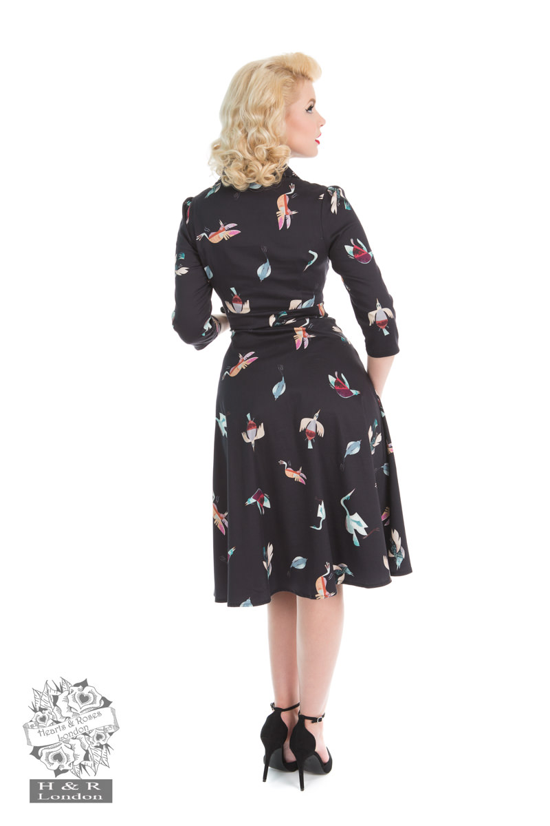 Freaky Bird Dress in Black - Hearts & Roses London