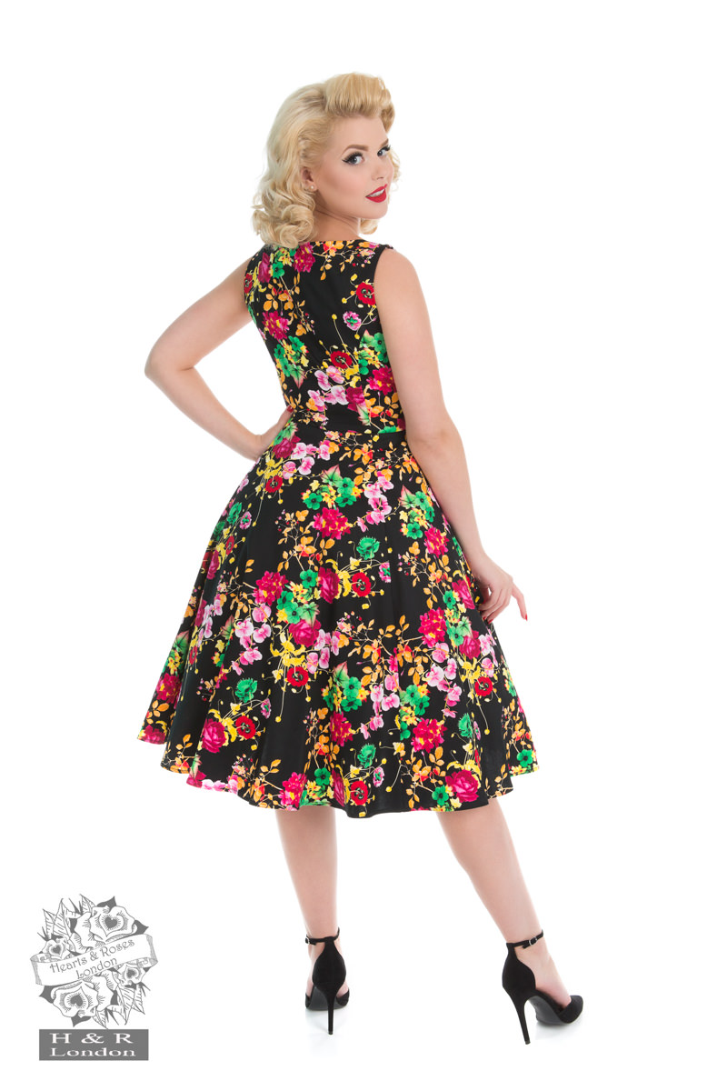 Black Vivid Dress in Black - Hearts & Roses London