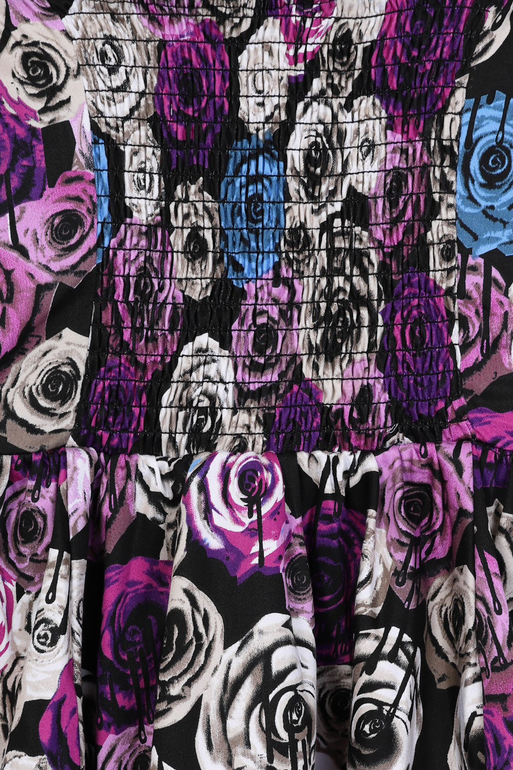 Grey Pink Roses Mini Dress - Hearts & Roses London