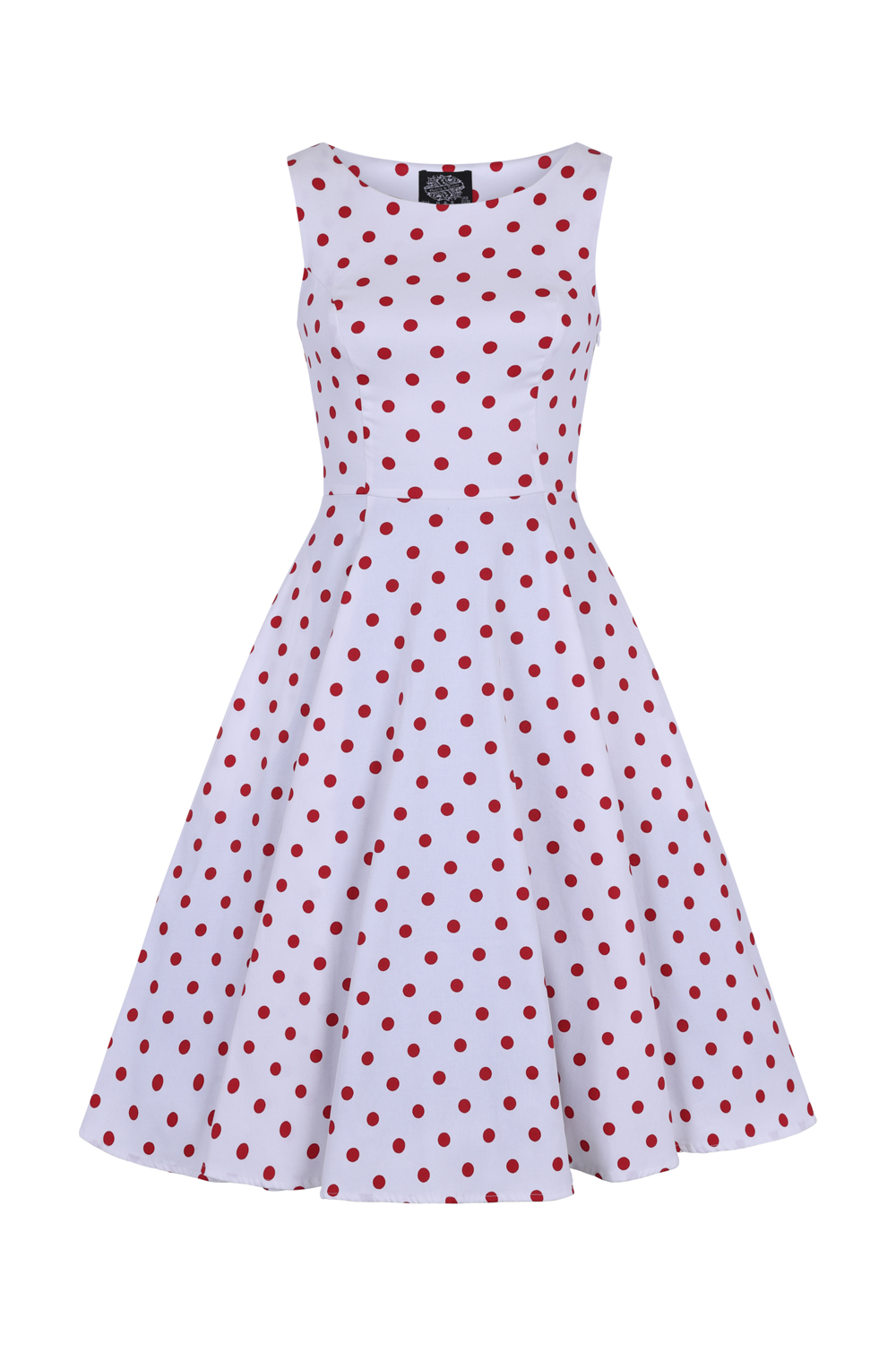 Cindy Polka Dot Swing Dress in White - Hearts & Roses London