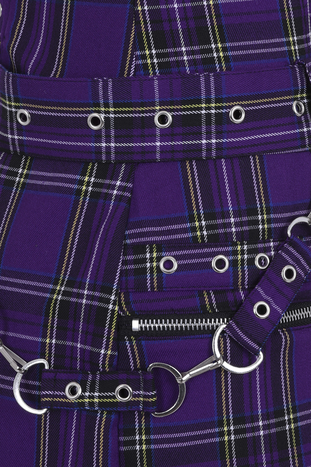 Purple Tartan Emo Punk Dress in Purple - Hearts & Roses London