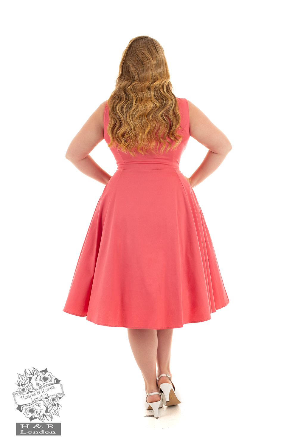 Pink Donna Swing Dress In Plus Size - Hearts & Roses London