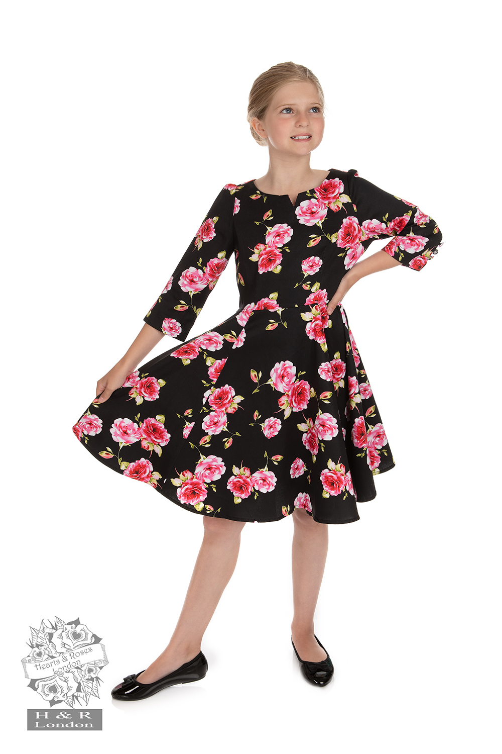 Girls Ava Floral Swing Dress - Hearts & Roses London