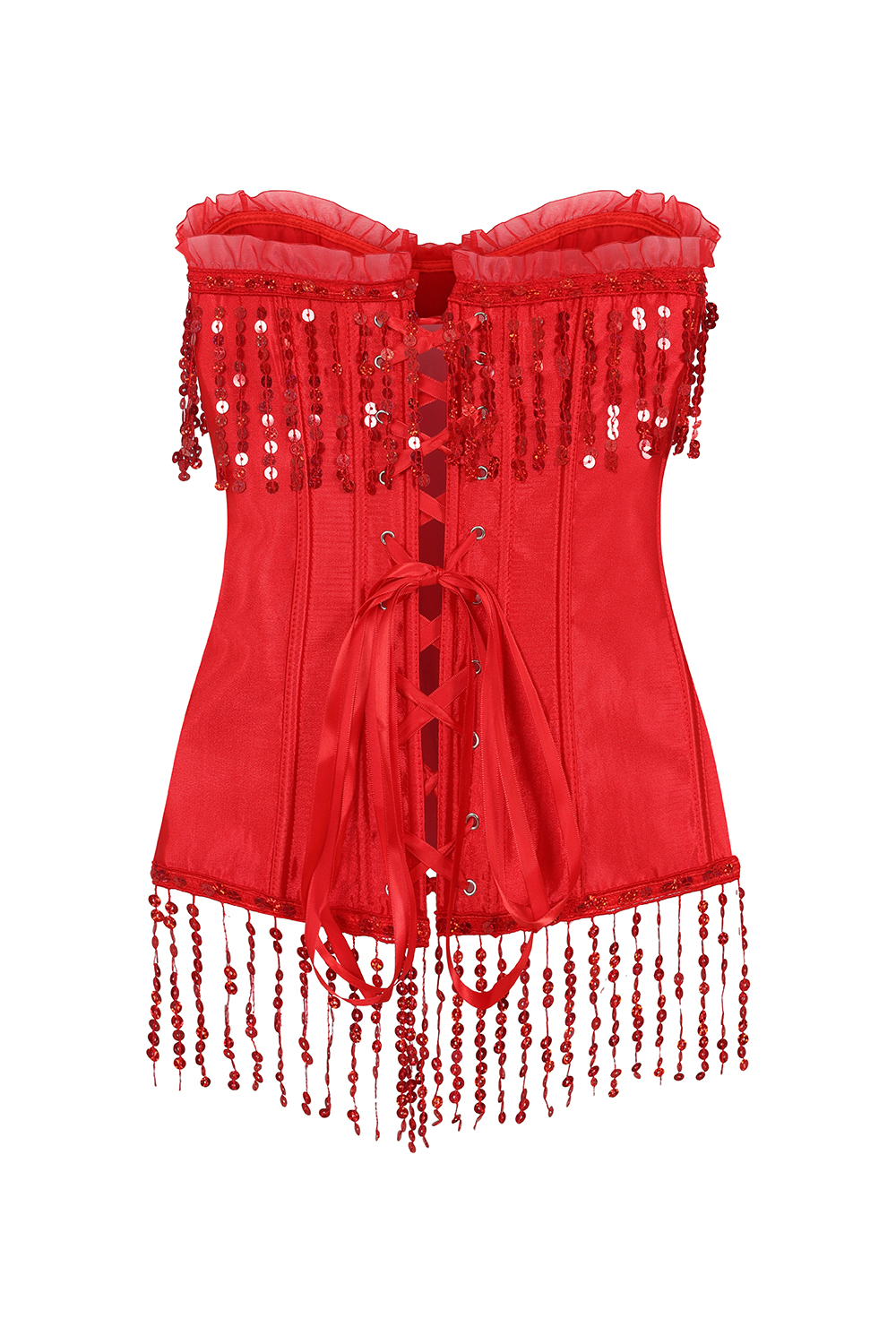 Red Sequin Corset in Red - Hearts & Roses London