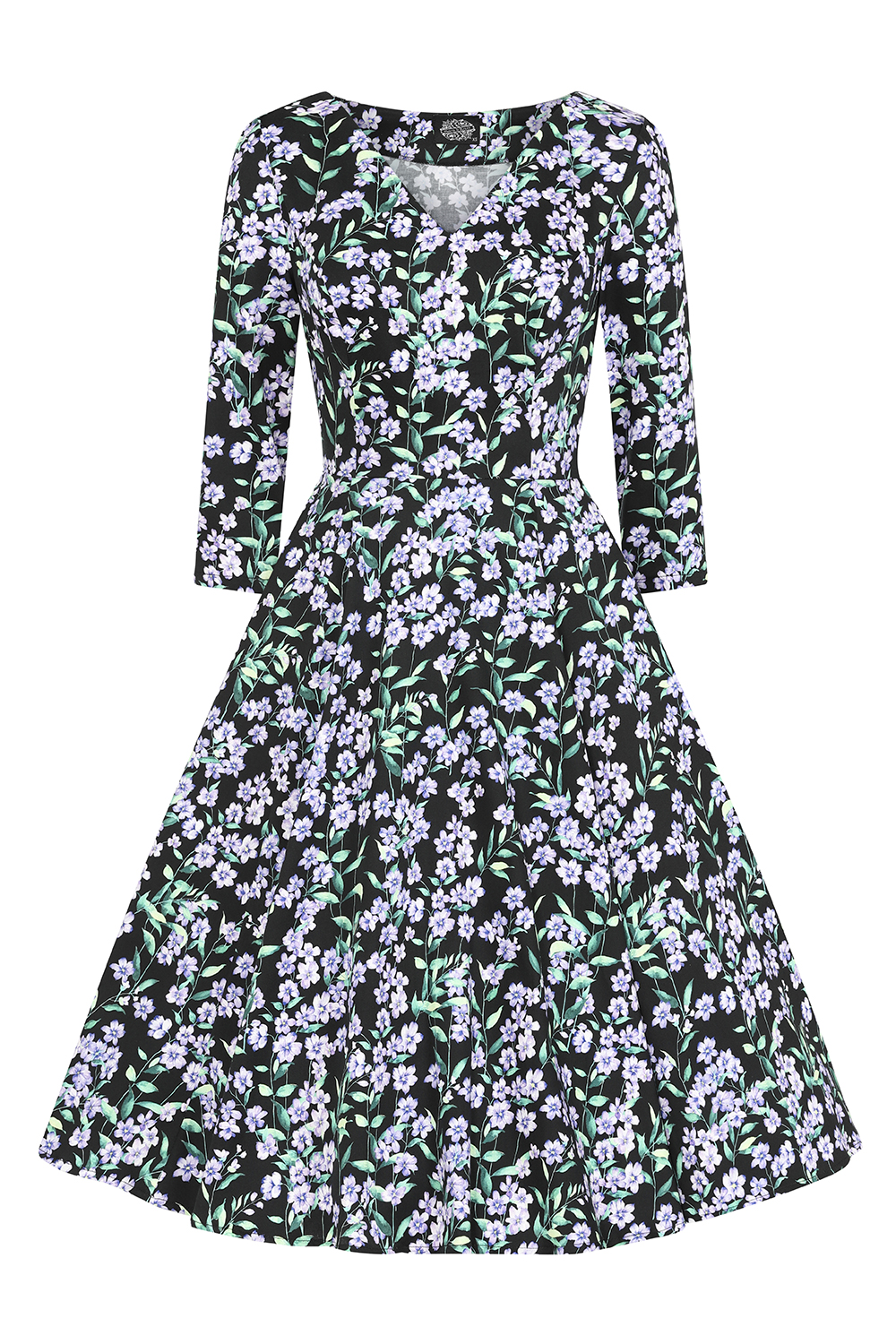 Aoife Floral Swing Dress in Purple - Hearts & Roses London