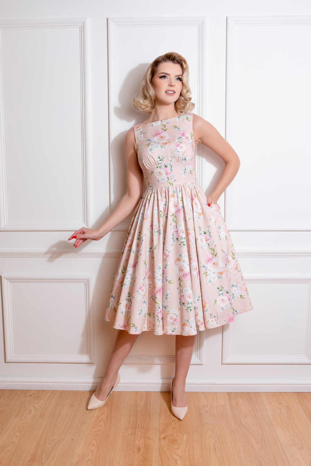 Amanda Floral Swing Dress - Hearts & Roses London