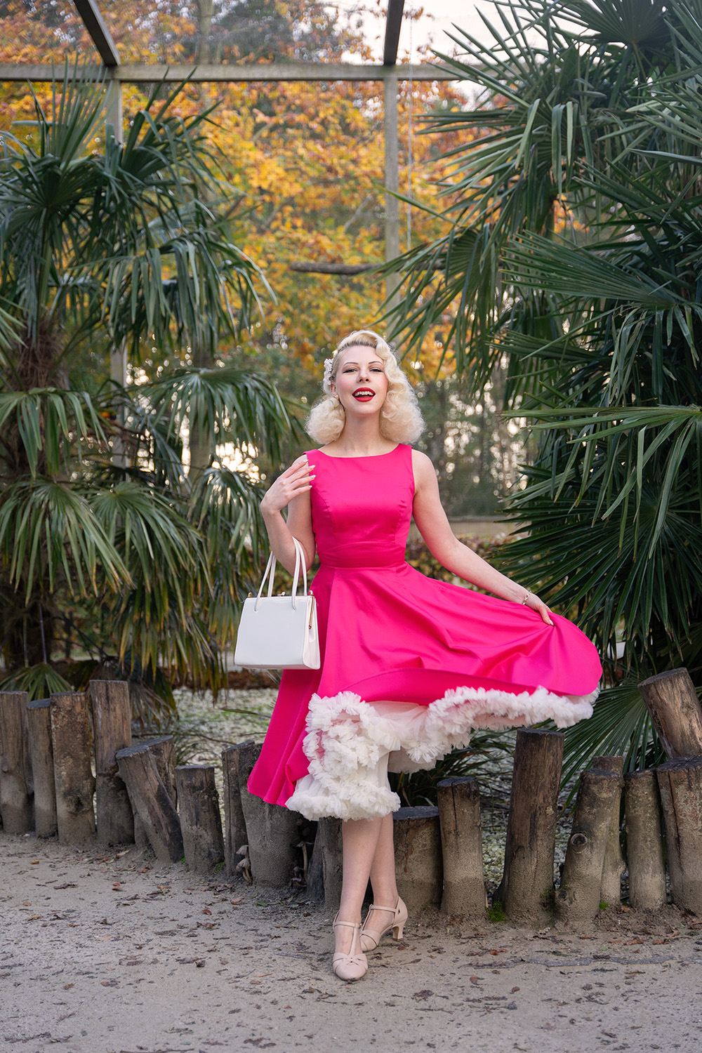 Ravishing Pink Swing Dress in Red - Hearts & Roses London