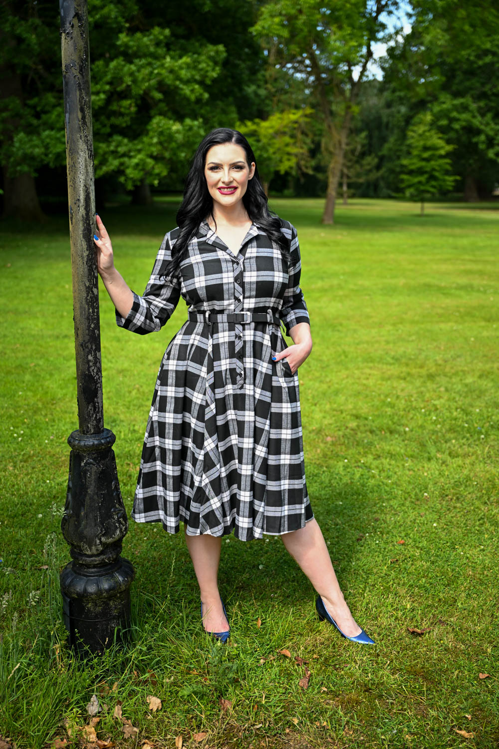 Lacey Tartan Swing Dress in Extended Sizing - Hearts & Roses London
